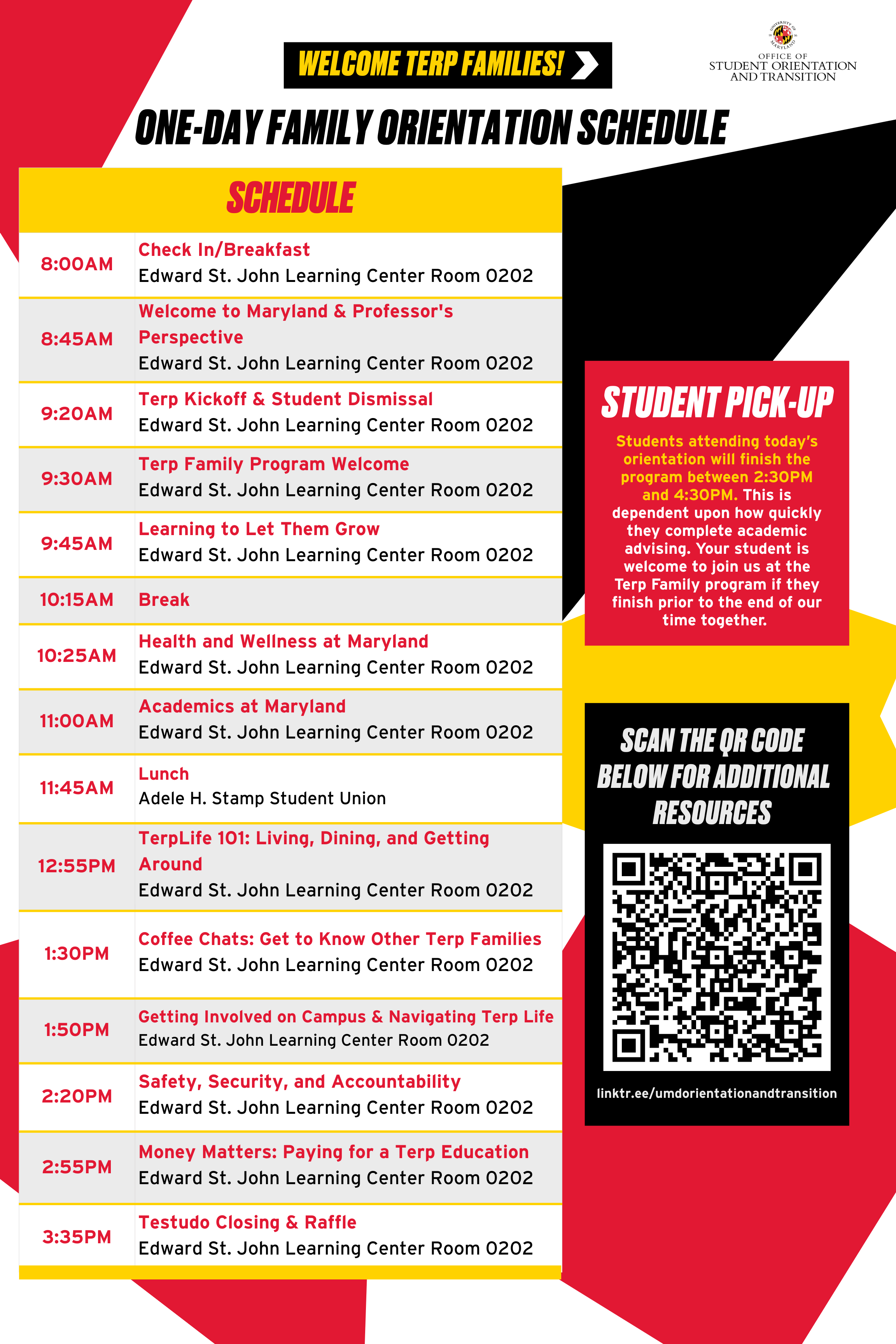 Family & Supporter Registration & Schedules | UMD Orientation